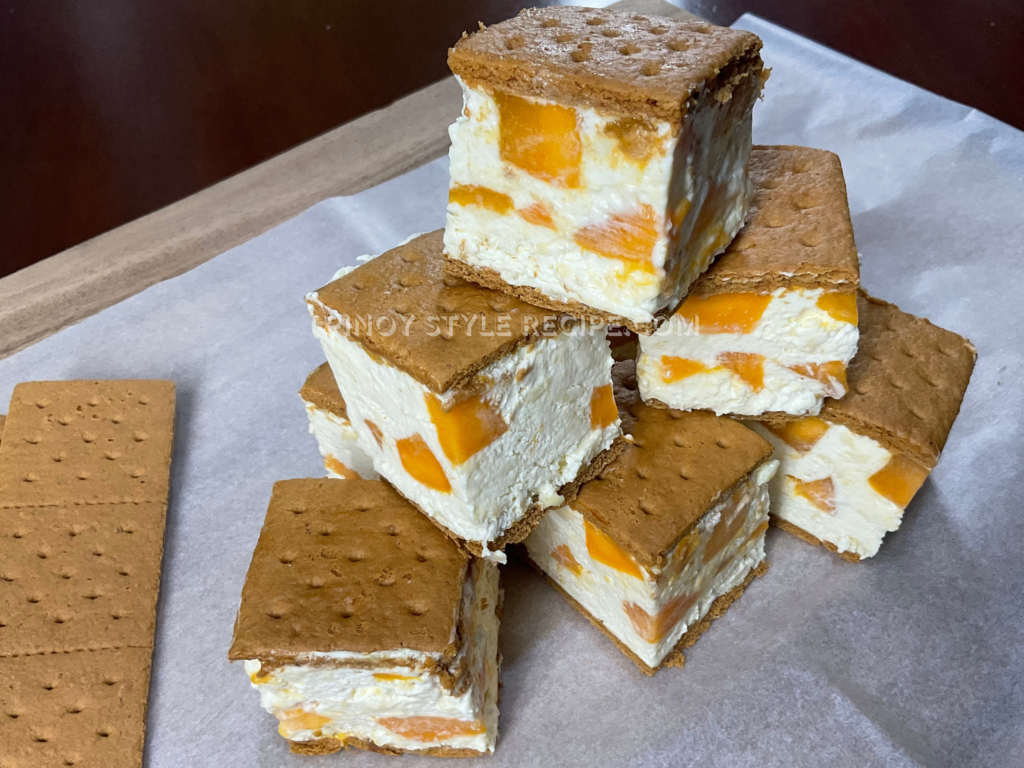 MANGO CHEESE GRAHAM ICE CREAM SANDWICH - Pinoy Style Recipe